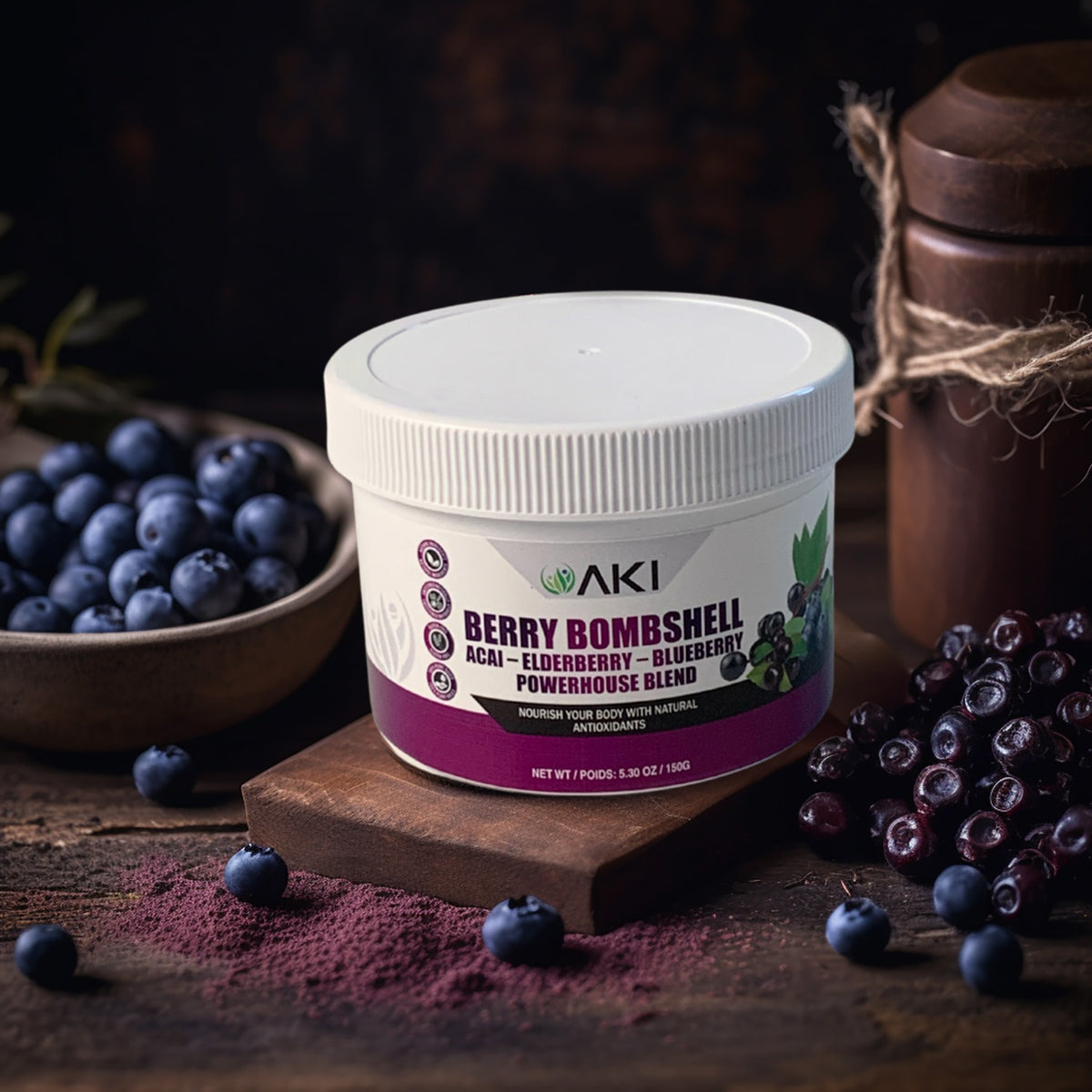 Berry Bombshell Acai - Elderberry - Blueberry Blend | Brings Together – Aki Organic