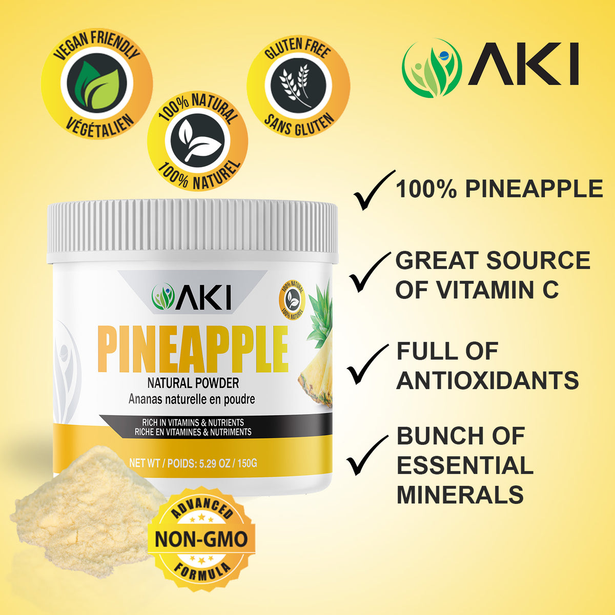 Aki Pineapple Powder (5.29oz/150gr) | Nutrients and Antioxidants – Aki ...