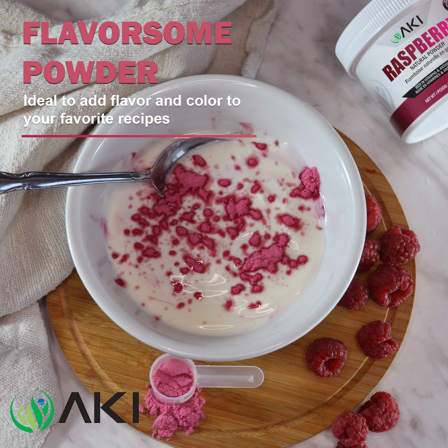 Aki Organic 100% Raspberry Powder (5.29 oz / 150 g)