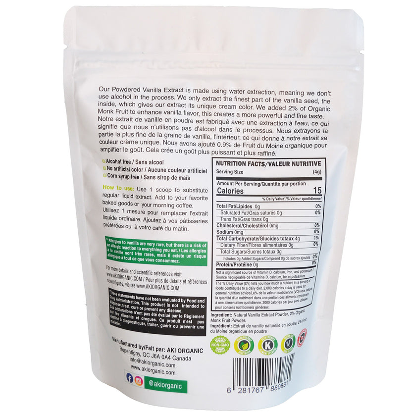Aki Organic Fine Vanilla Powder Natural Extract From Beans