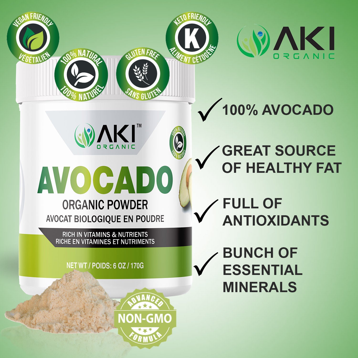 AKI Avocado Superfood Powder - 100% Pure and Loaded with Nutrients ...