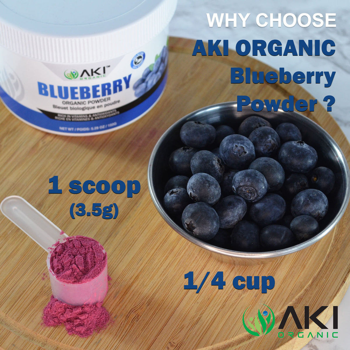 100% Blueberry Powder (5.29 oz / 150g) | Spray Dried – Aki Organic