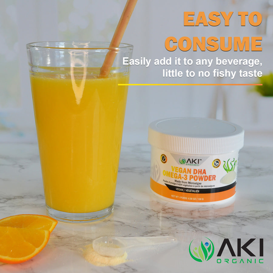 Aki Organic Omega 3 Algae DHA Powder 4.58 Oz / 130gr
