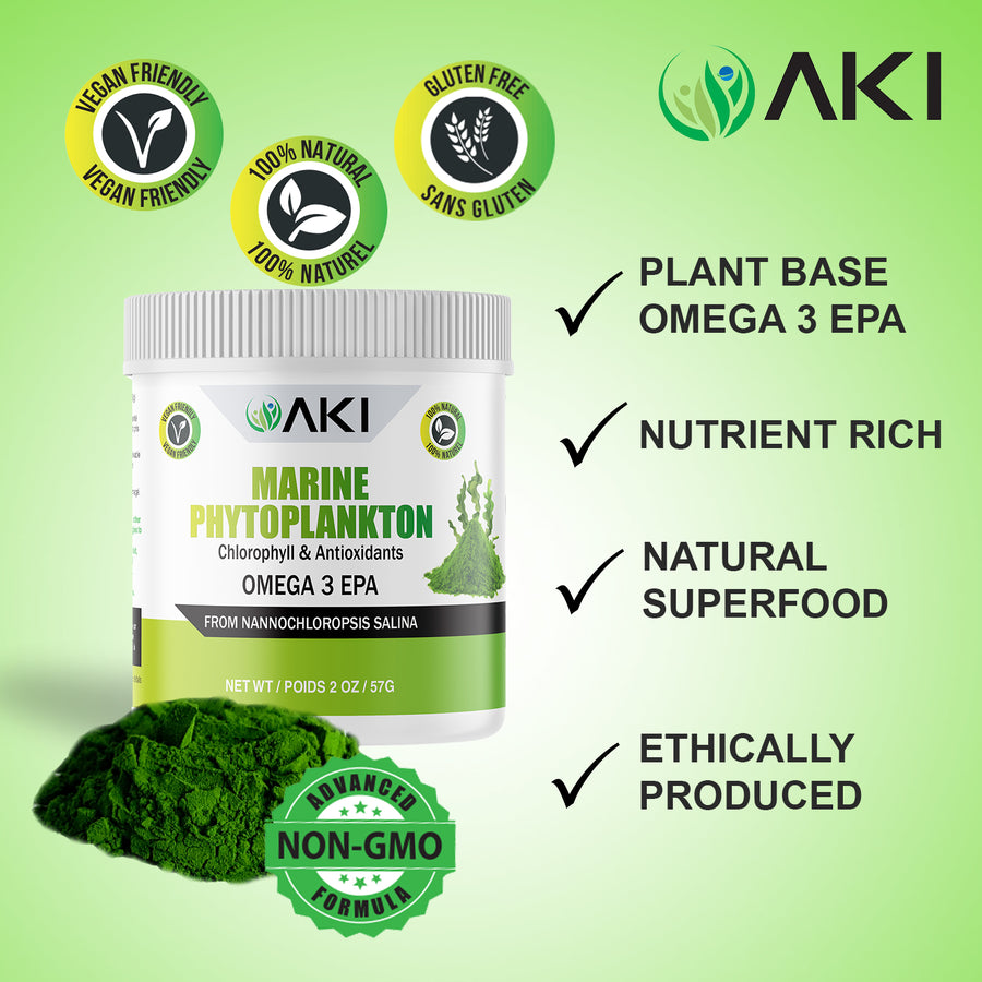 Marine Phytoplankton Powder | Raw Omega 3 EPA Supplement – Aki Organic