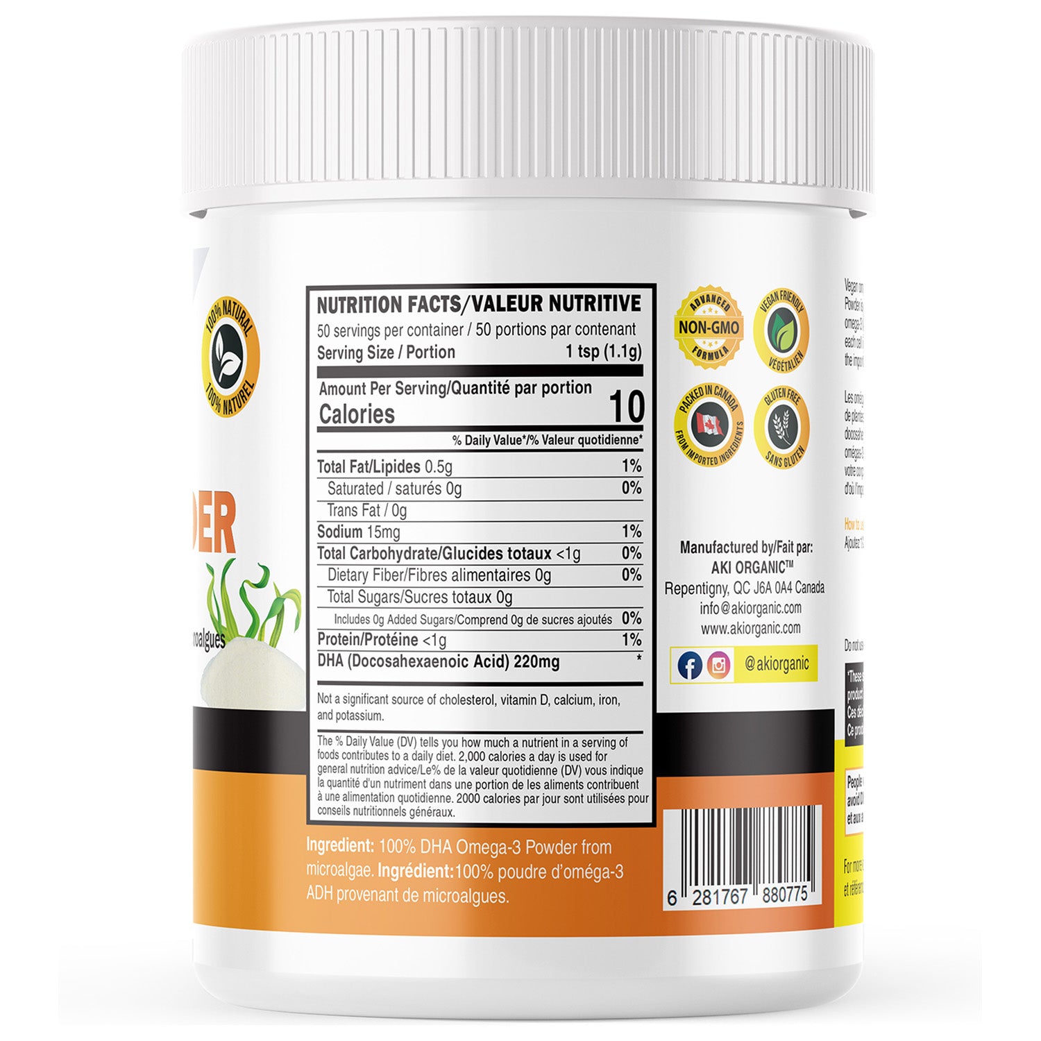 Aki Omega 3 Algae DHA Powder (1.94oz / 55gr) – Aki Organic